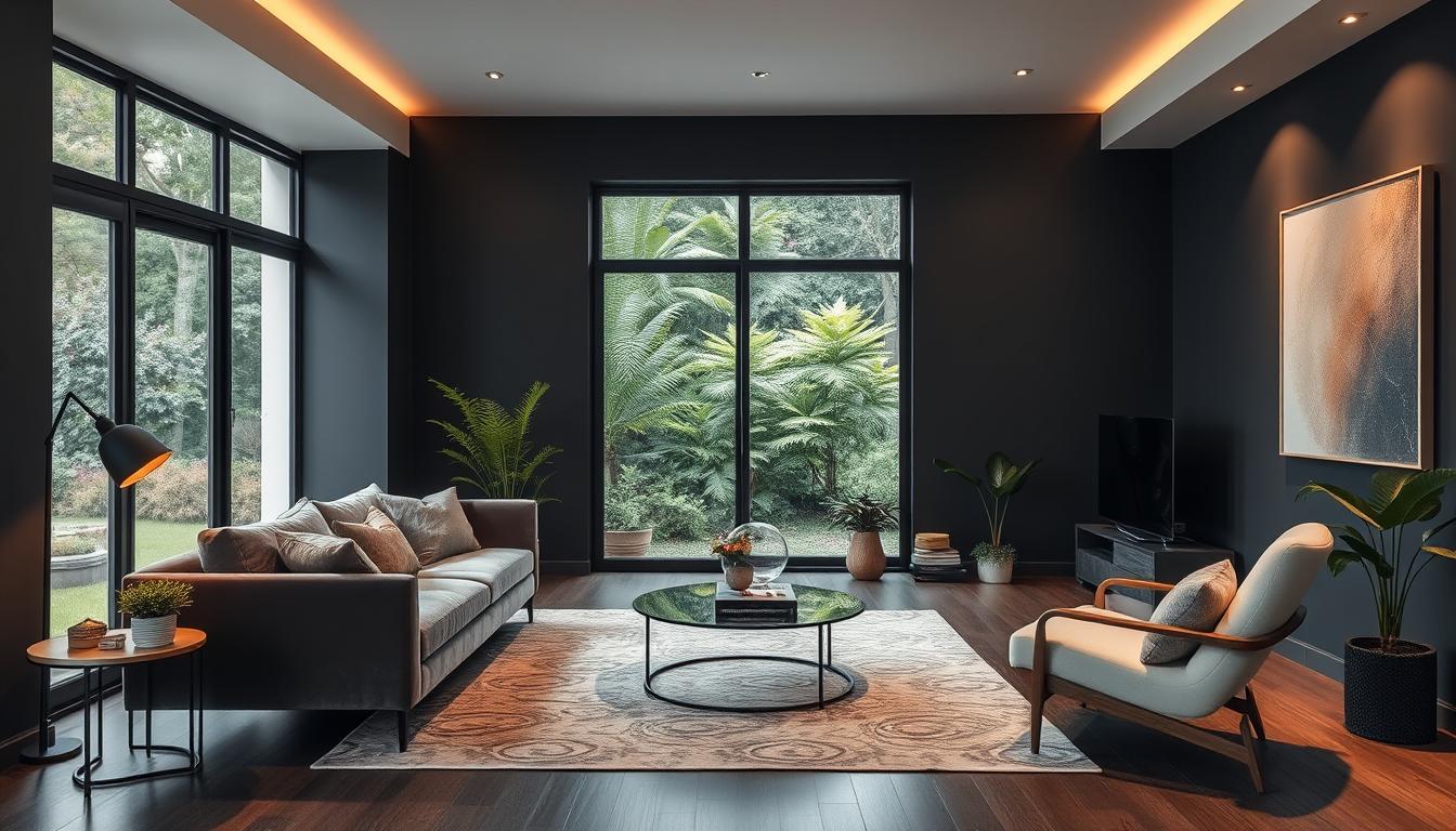 20 dark walls living room designs ideas