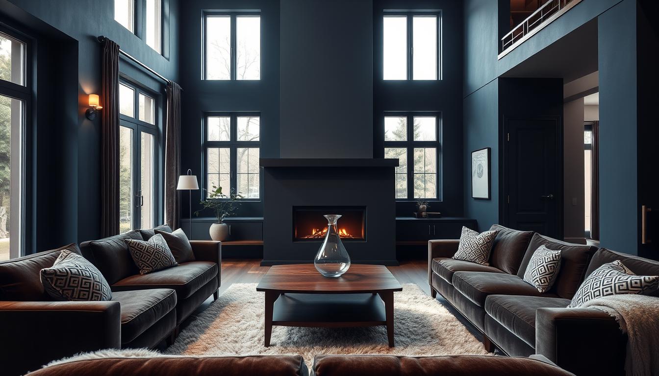 20 dark blue living room designs ideas