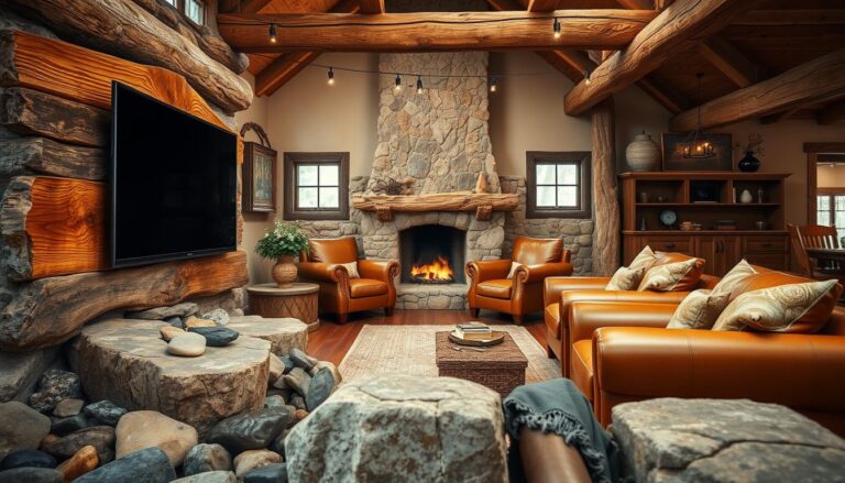 20 Rustic Living Room Inspirations for Mounted TVs