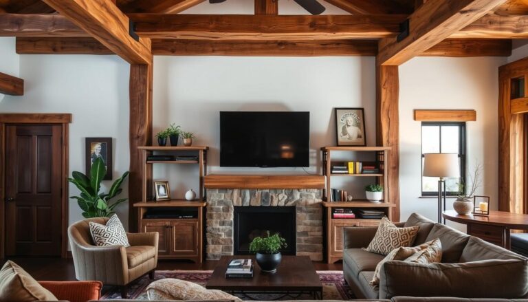 20 Rustic Living Room Inspirations for Mounted TVs