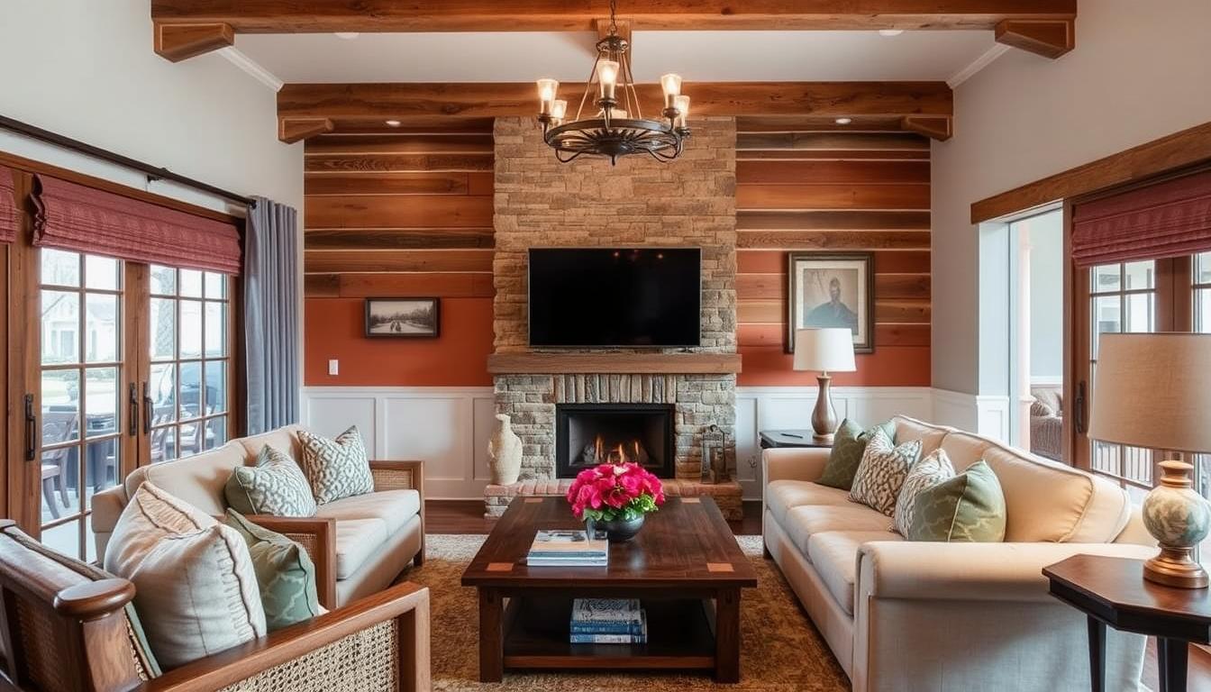 20 Rustic Living Room Inspirations for Mounted TVs
