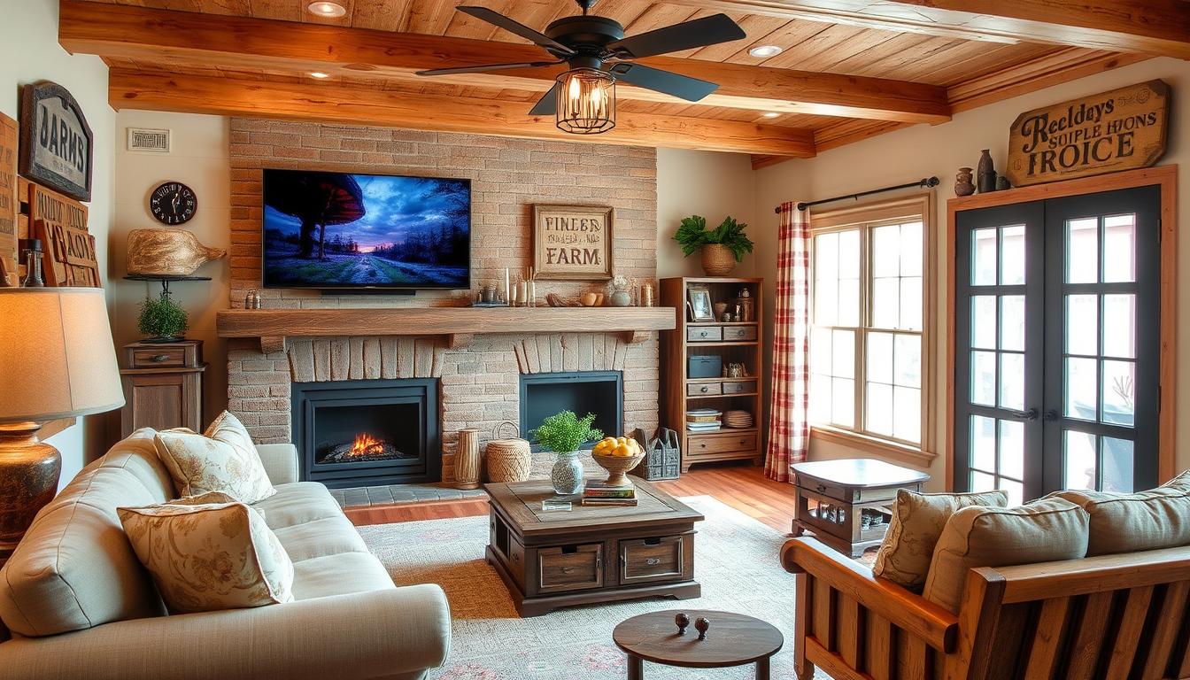 20 Rustic Living Room Inspirations for Mounted TVs