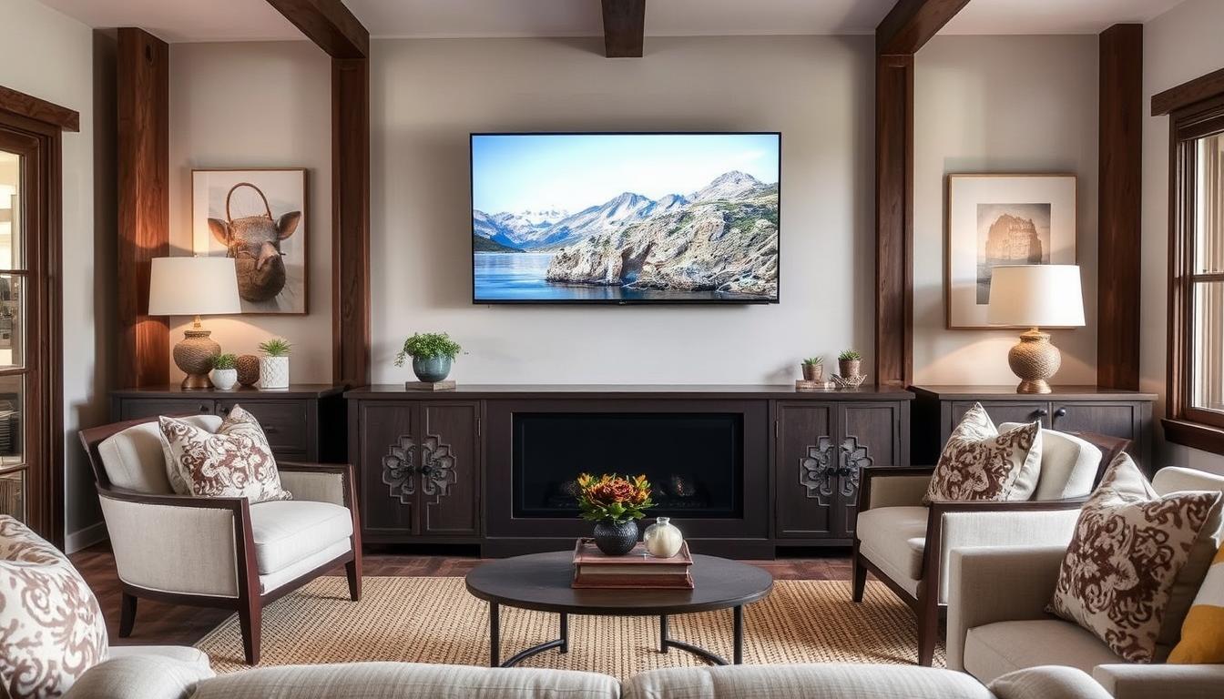 20 Rustic Living Room Inspirations for Mounted TVs