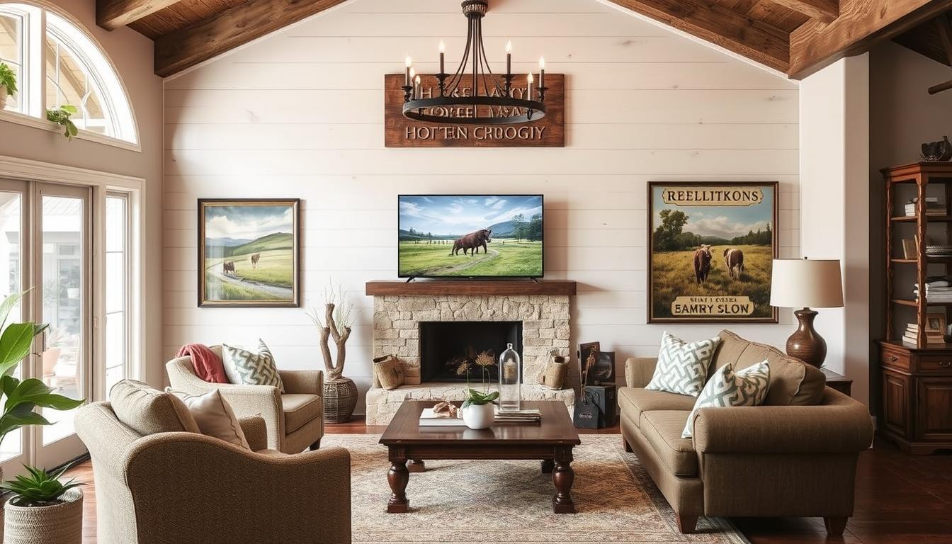 20 Rustic Living Room Inspirations for Mounted TVs