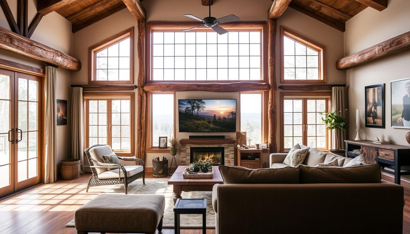 20 Rustic Living Room Inspirations for Mounted TVs