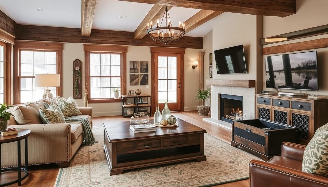 20 Rustic Living Room Inspirations for Mounted TVs