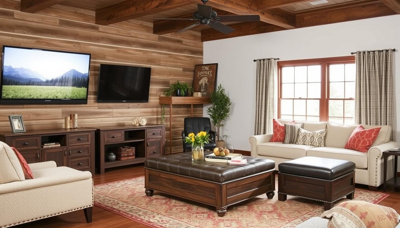20 Rustic Living Room Inspirations for Mounted TVs